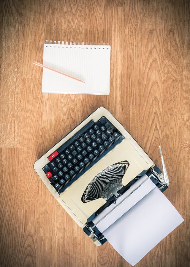 Vintage Typewriter and a Blank Notebook of Paper Stock Image - Image of ...