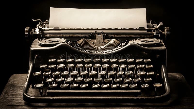 Vintage Typewriter with Blank Paper and Keys Stock Illustration ...
