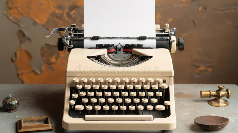 Vintage Typewriter with Blank Paper on a Rustic Desk, Ready for ...