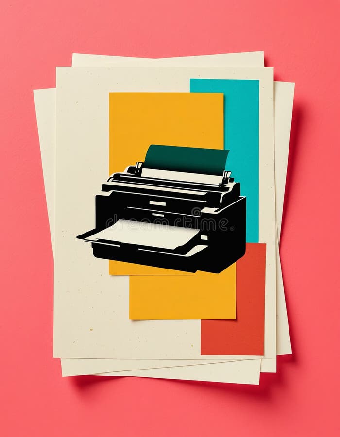 Vintage Typewriter Collage: Retro Office Creativity with Bold Colors ...