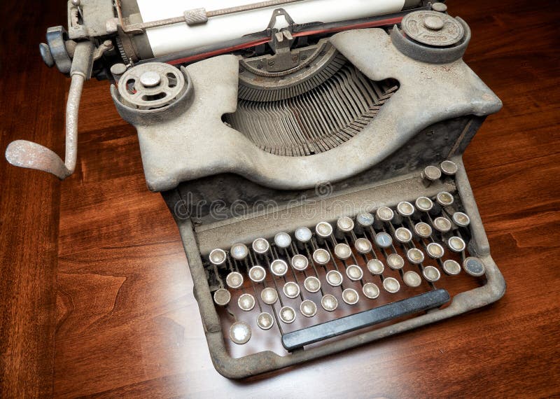 Vintage Typewriter Covered Dust Desk Stock Photo - Image of type, sheet ...