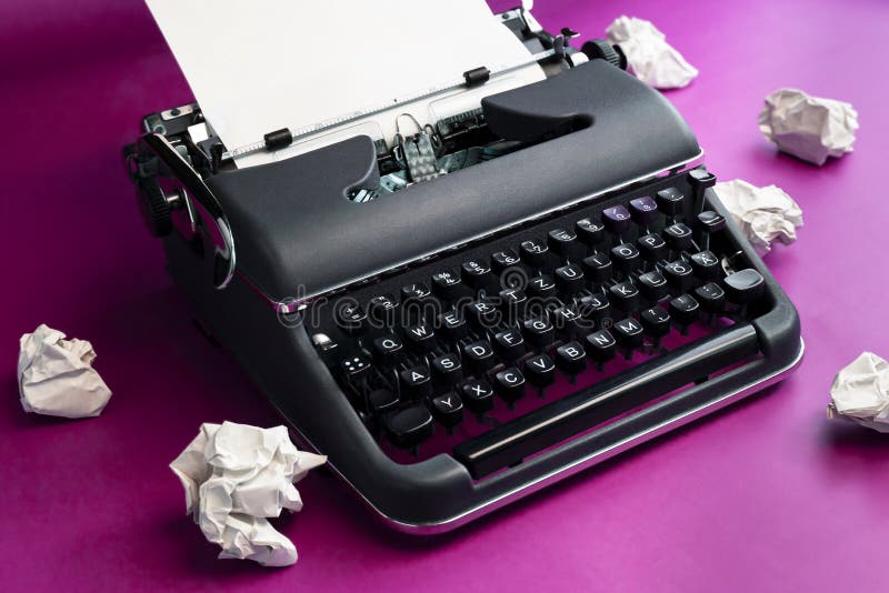Vintage Typewriter and Crumpled Paper Sheets Stock Image - Image of ...