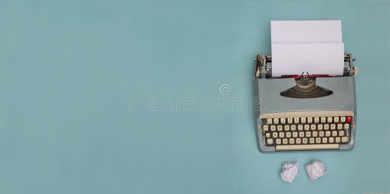 Vintage Typewriter and Crumpled Papers with Copy Space Banner Stock ...