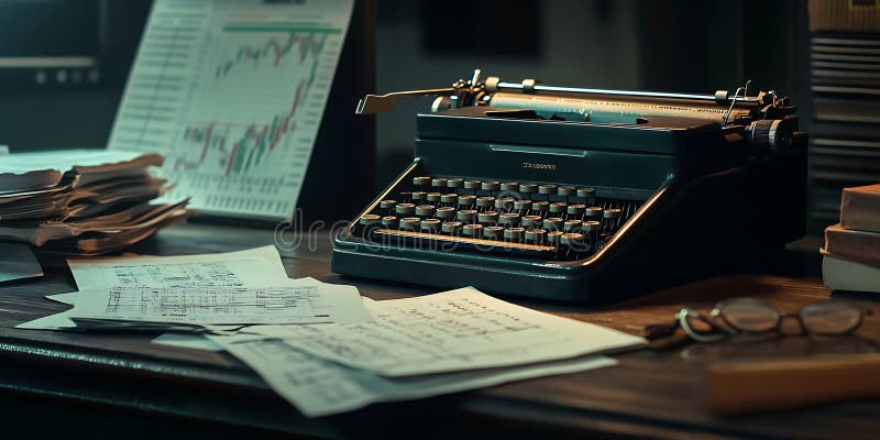 Vintage Typewriter Desk Still Life Photo Stock Image - Image of novel ...