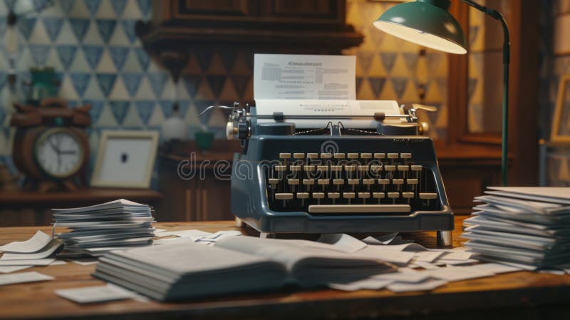 The Vintage Typewriter on Desk. AI Generated Stock Photo - Image of ...