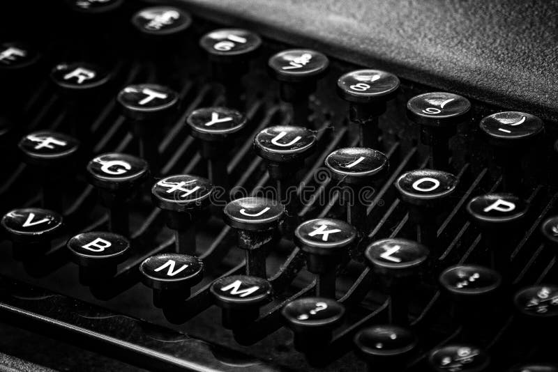 Vintage Typewriter Keys in Black and White Stock Image - Image of ...