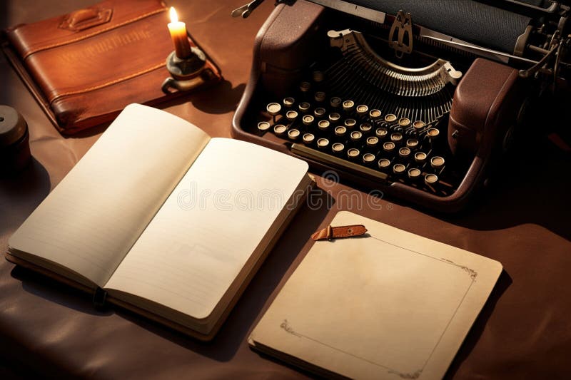 Vintage Typewriter and Journal. Generative Ai Stock Illustration ...