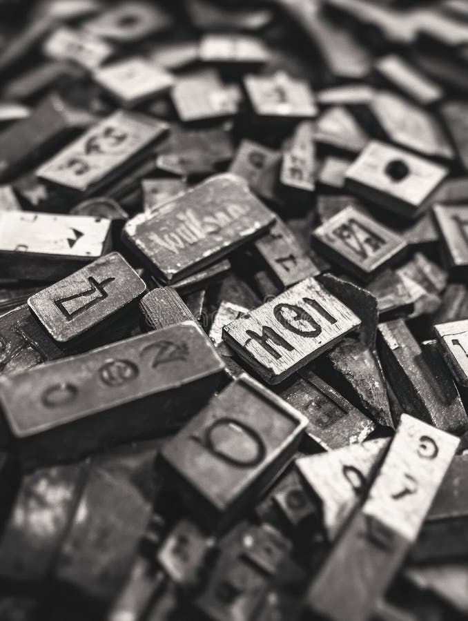 Vintage Typewriter Letters and Numbers Scattered on Paper Create a ...