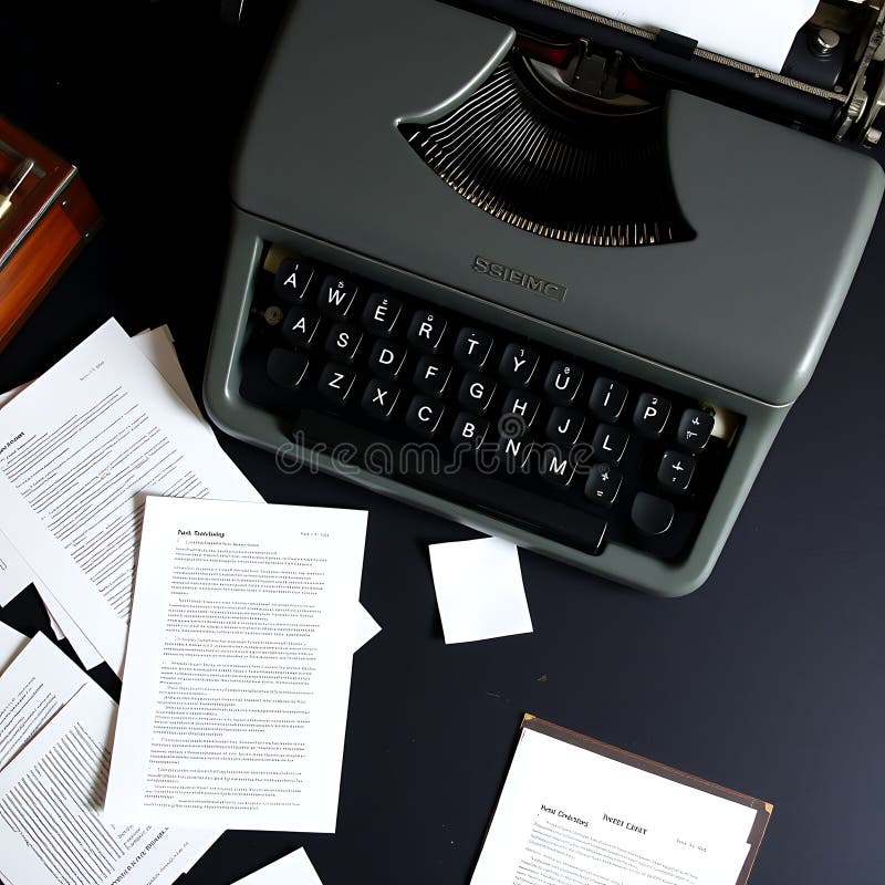 A Vintage Typewriter with Letters Scattered on a Desk Stock ...