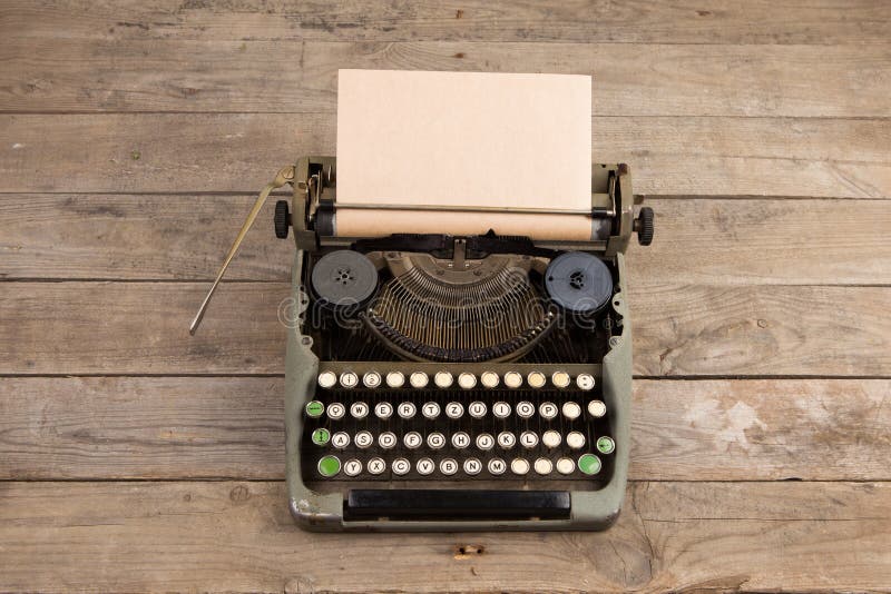 Vintage Typewriter on the Old Wooden Desk Stock Photo - Image of page ...