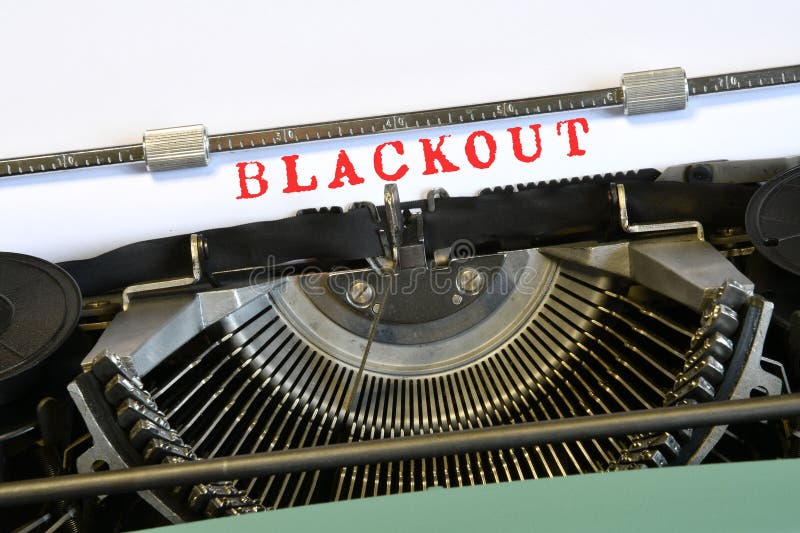 Vintage Typewriter with Red Text "Blackout". Concept for Lack of Energy ...