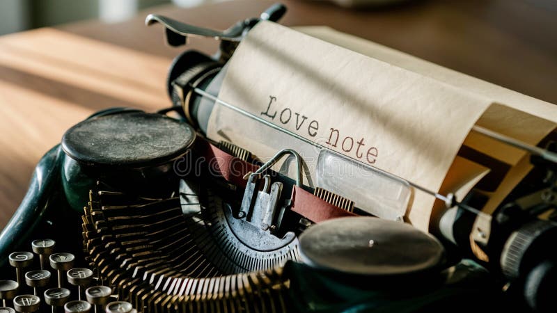 A Vintage Typewriter with a Romantic Love Note Stock Illustration ...