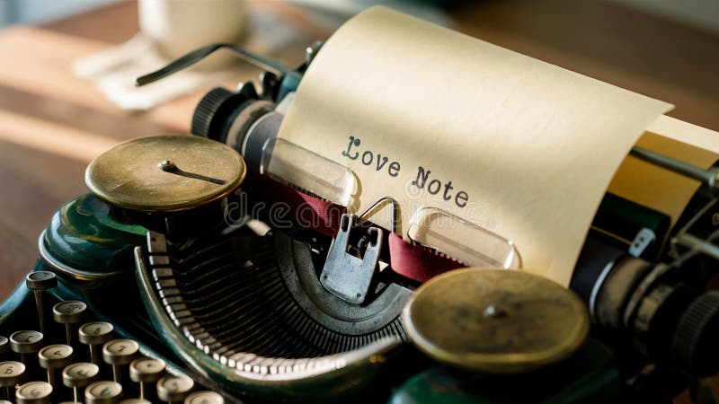 A Vintage Typewriter with a Romantic Love Note Stock Illustration ...