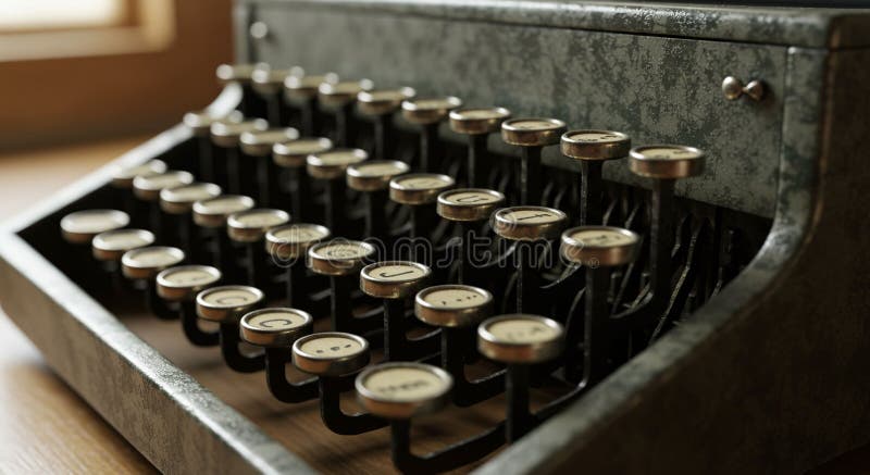 Vintage Typewriter with Round Keys Featuring a Classic QWERTY Layout ...