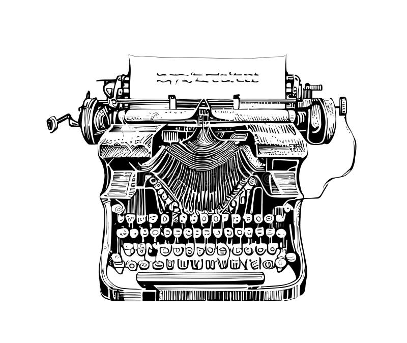 Vintage Typewriter Sketch Hand Drawn Engraving Style Stock Vector ... Vintage Typewriter Sketch Hand Drawn Engraving Style Stock Vector ...