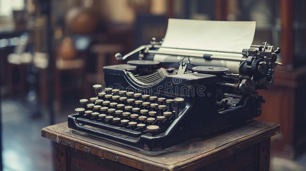 Vintage Typewriter on Table, Classic Writing Equipment Stock Image ...