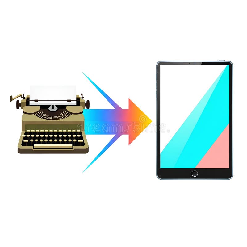 Vintage Typewriter To Tablet Digital Transformation Technology Progress ...