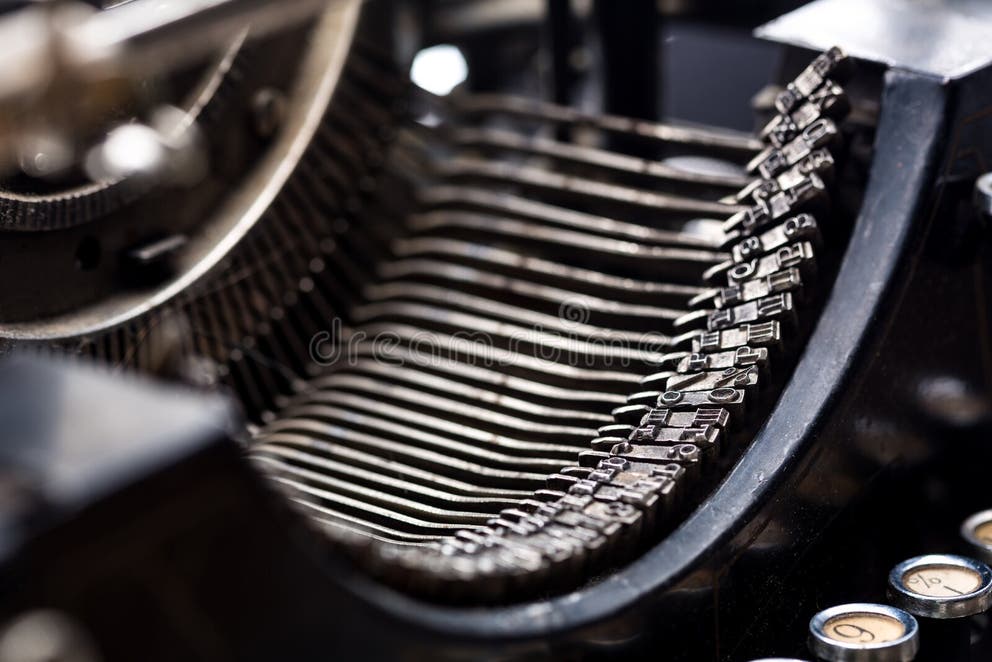 Vintage Typewriter Type Bars Closeup Stock Image - Image of journalist ...