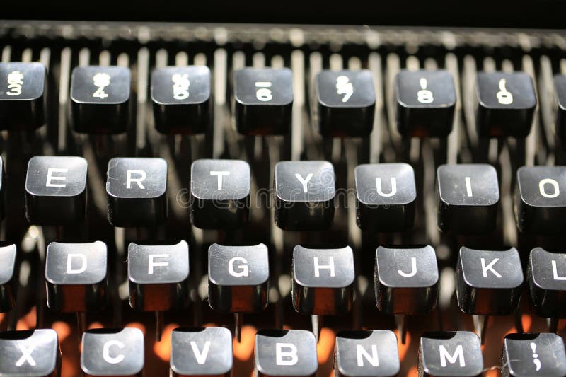 Vintage Typewriter with Typing Buttom Inside the Machine Stock Photo ...