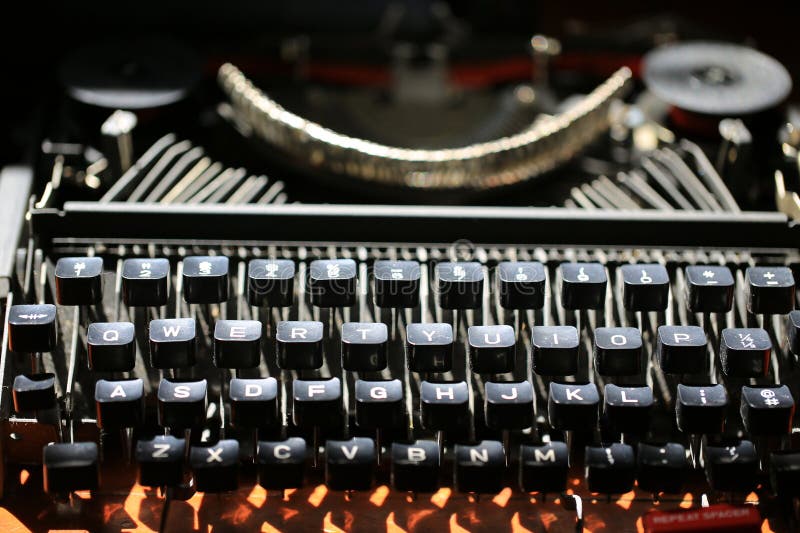 Vintage Typewriter with Typing Buttom Inside the Machine Stock Image ...