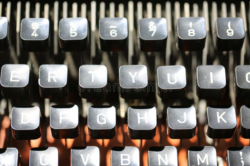 Vintage Typewriter with Typing Buttom Inside the Machine Stock Photo ...