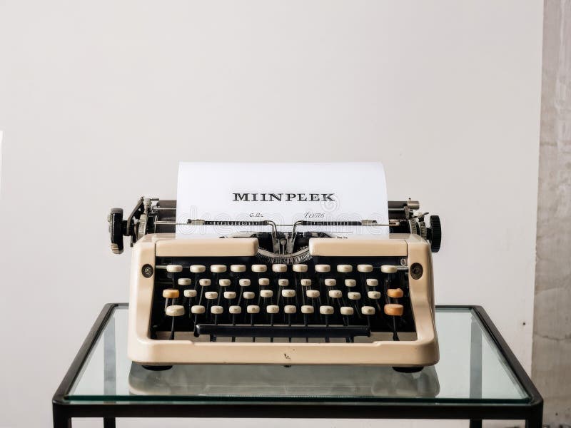 Vintage Typewriter on Wooden Desk Stock Illustration - Illustration of ...