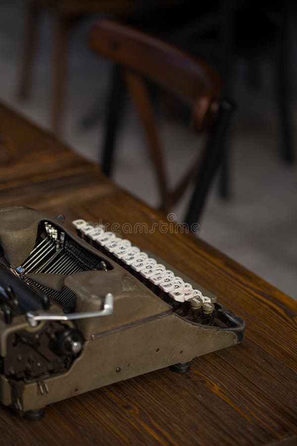 Vintage Typewriter on a Wooden Table Stock Image - Image of antique ...
