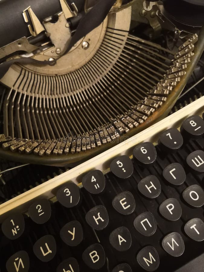 Vintage Typing Machine in Museum Stock Photo - Image of buttons, typing ...