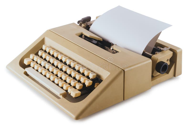Vintage Typing Machine on White Stock Image - Image of print ...