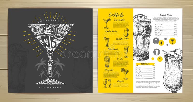 Vintage Typography Cocktail Menu Design Stock Vector - Illustration of ...