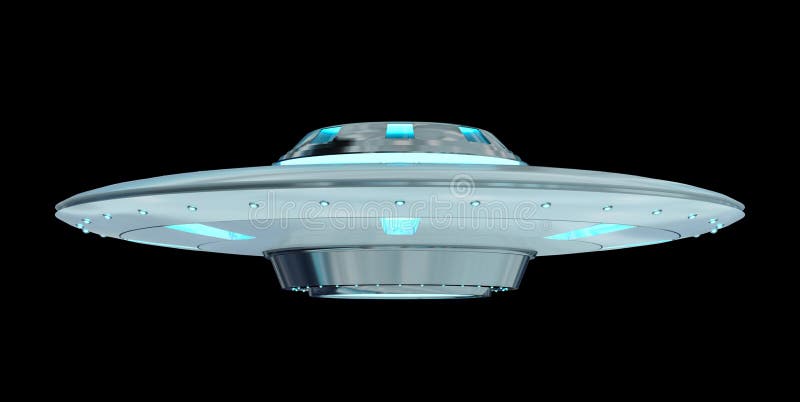 Vintage UFO Isolated on Black Background 3D Rendering Stock ...