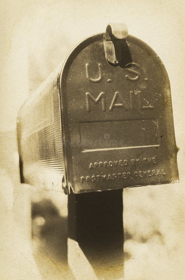 Vintage US Mailbox stock image. Image of send, sepia - 10261043