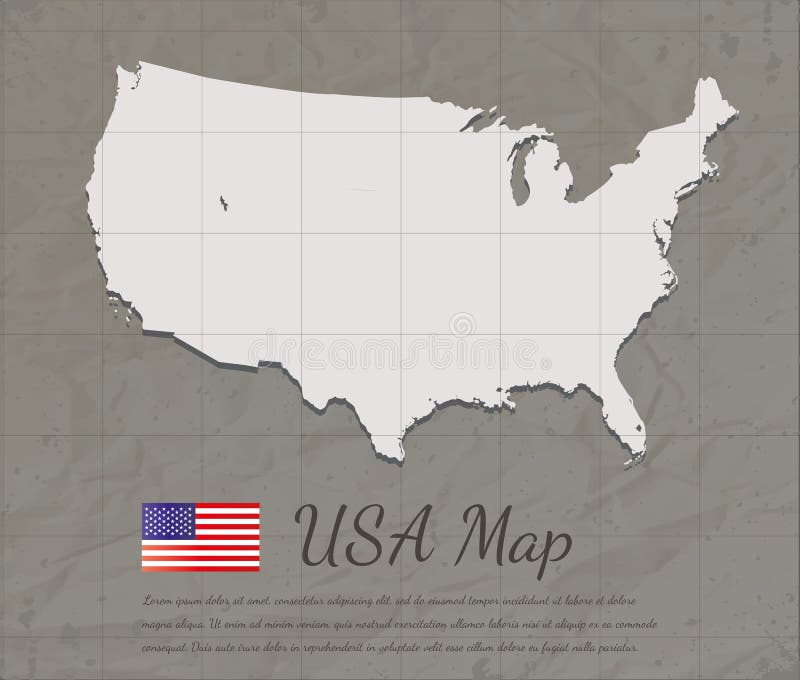 Vintage USA Map. Paper Card Map Silhouette Stock Vector - Illustration ...