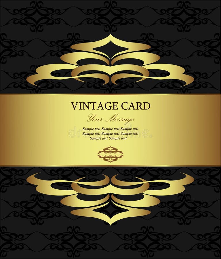 Golden vintage card stock vector. Illustration of cover - 53715350