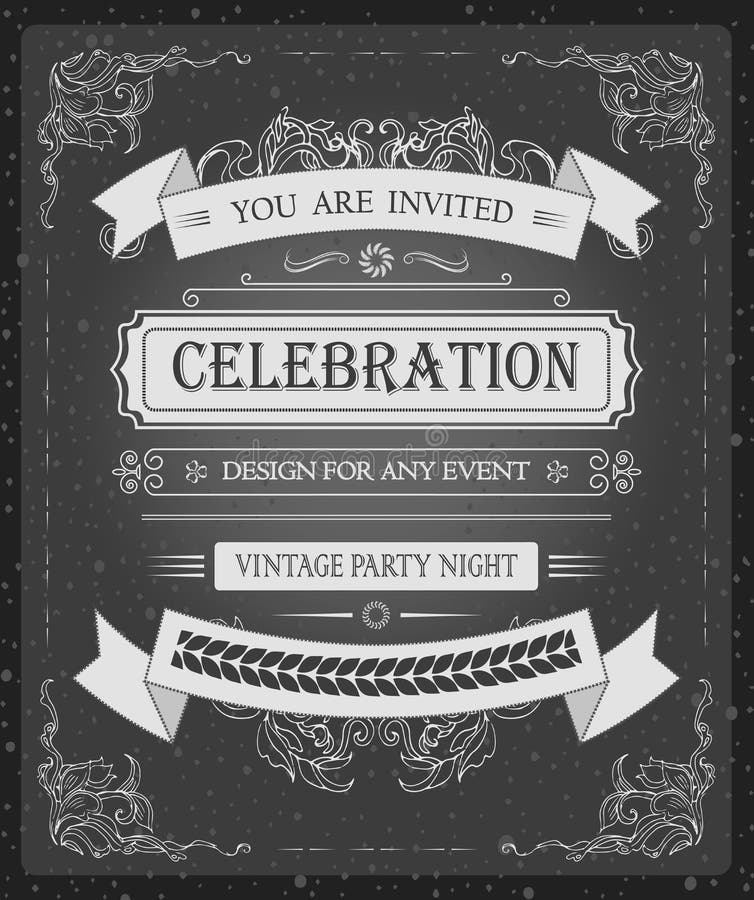 Vintage Vector Beautiful Invitation Card Template with Elegant Hand ...