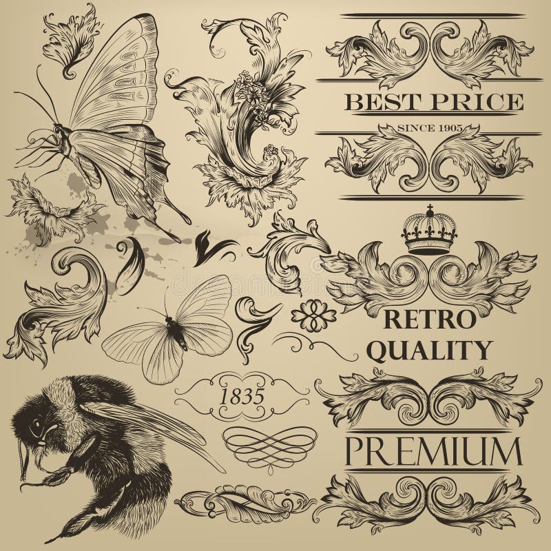 Vintage Vector Decorative Elements for Design Stock Vector ...