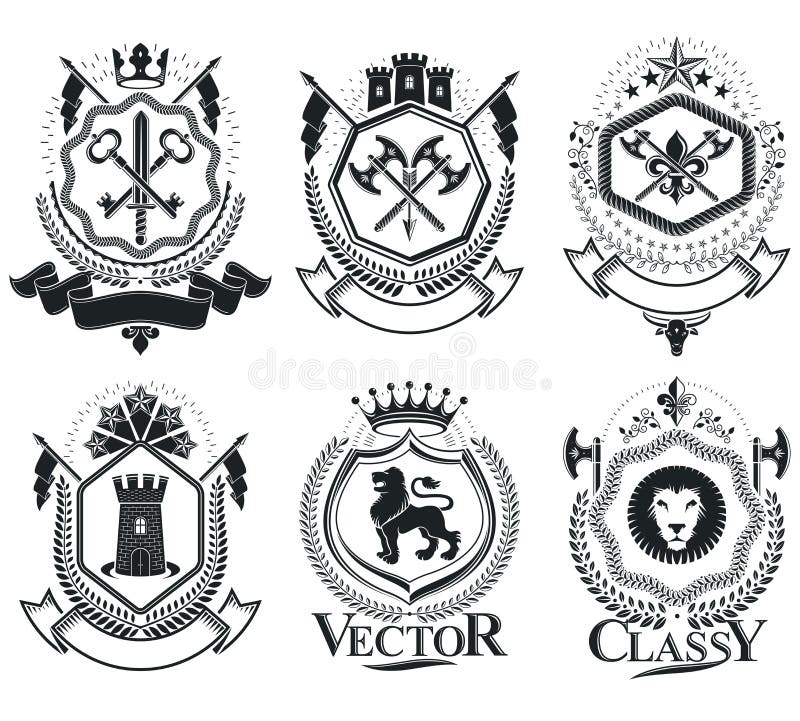 Vintage Vector Design Elements. Retro Style Labels, Heraldry Stock ...