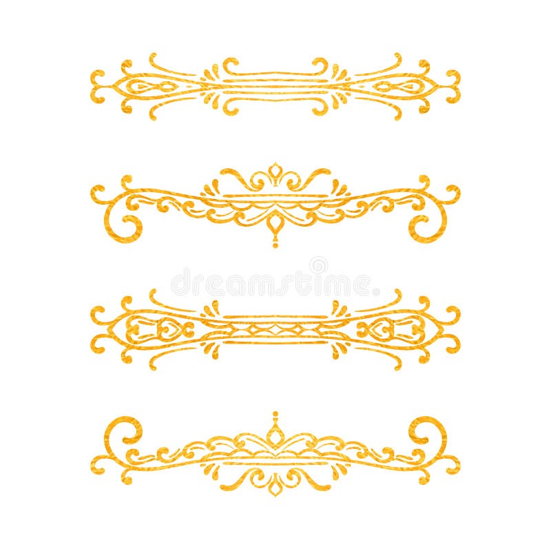 Decorative Menu Invitation Border Elements Golden Isolated White ...