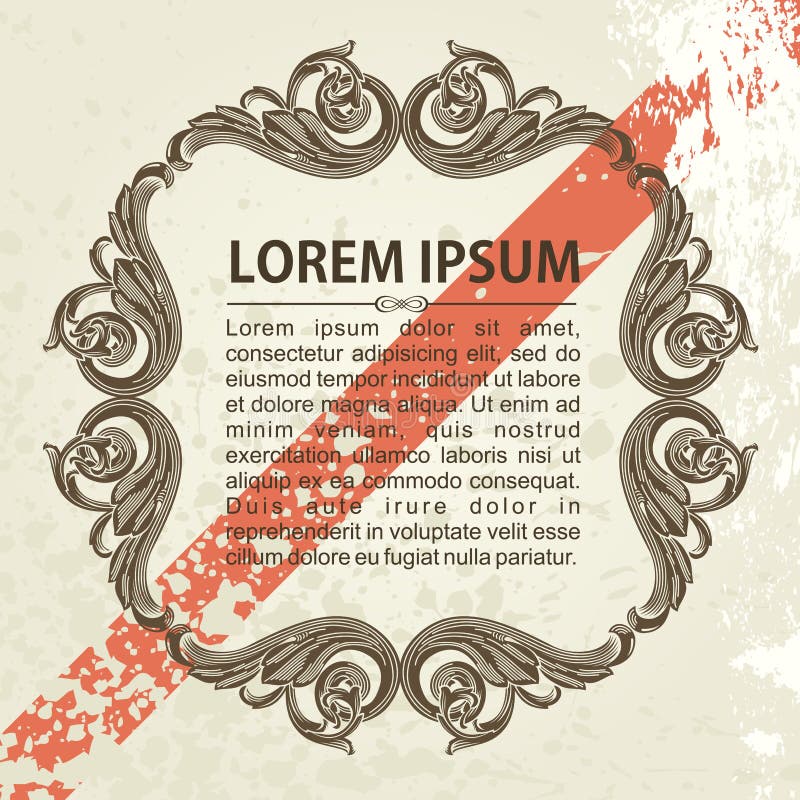 Vintage Vector Frame Ornate with Sample Text Stock Vector ...