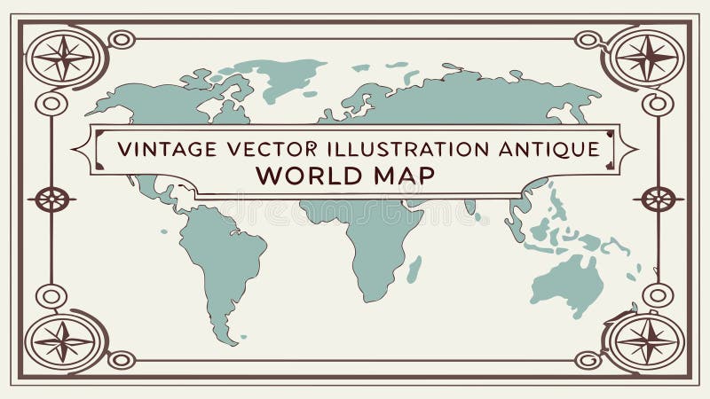 Vintage Vector Illustration Antique World Map on Aged Paper, Vector Design Generative AI Stock ...