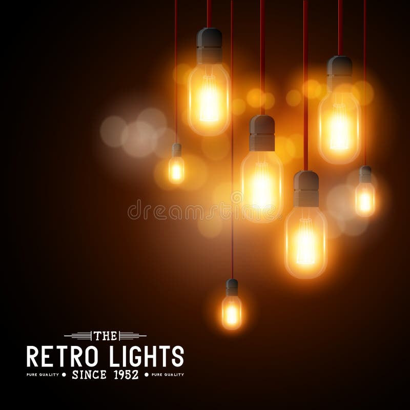 Vintage Vector Light bulbs stock illustration. Illustration of graphic ...