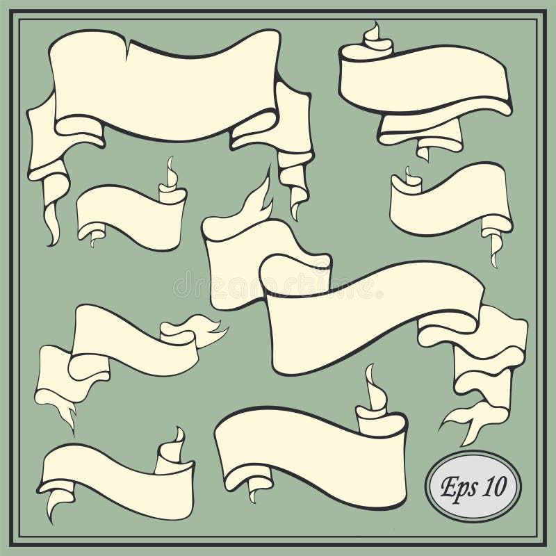 Vintage Vector Ribbon Set. Retro Calligraphic Banners Isolated with ...