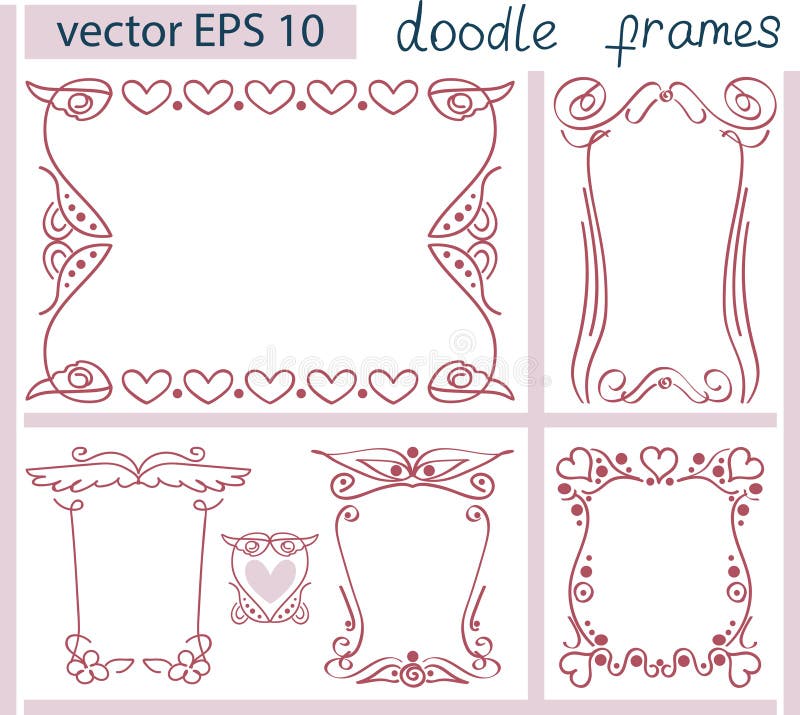 Vintage Vector Set of Doodle Frames. Items Stock Vector - Illustration ...