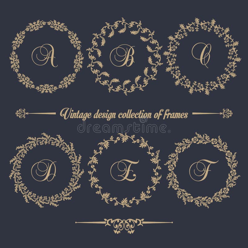 Vector Calligraphic Engraving Frames Set Stock Vector - Illustration of engraving, foliage: 59086894