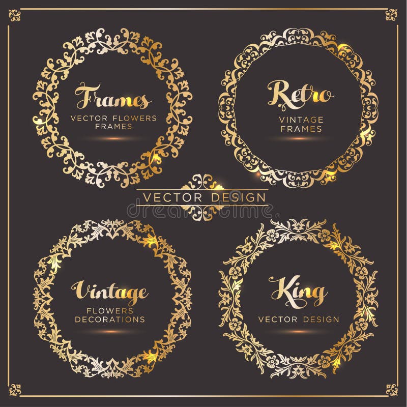 Vector Calligraphic Engraving Frames Set Stock Vector - Illustration of engraving, foliage: 59086894