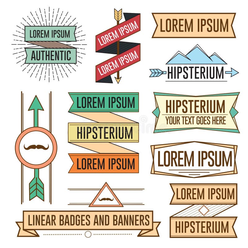 Vintage Vector Signage and Labels Illustration Pack Stock Vector ...