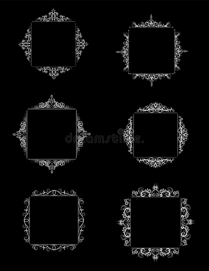 Vintage Vector Swirl Frame Set Stock Vector - Illustration of square ...