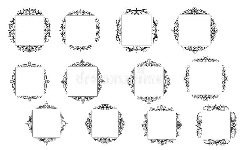 Vintage Vector Swirl Frame Set Stock Vector - Illustration of ...