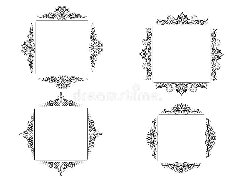 Vintage Vector Swirl Frame Set Stock Vector - Illustration of frame ...