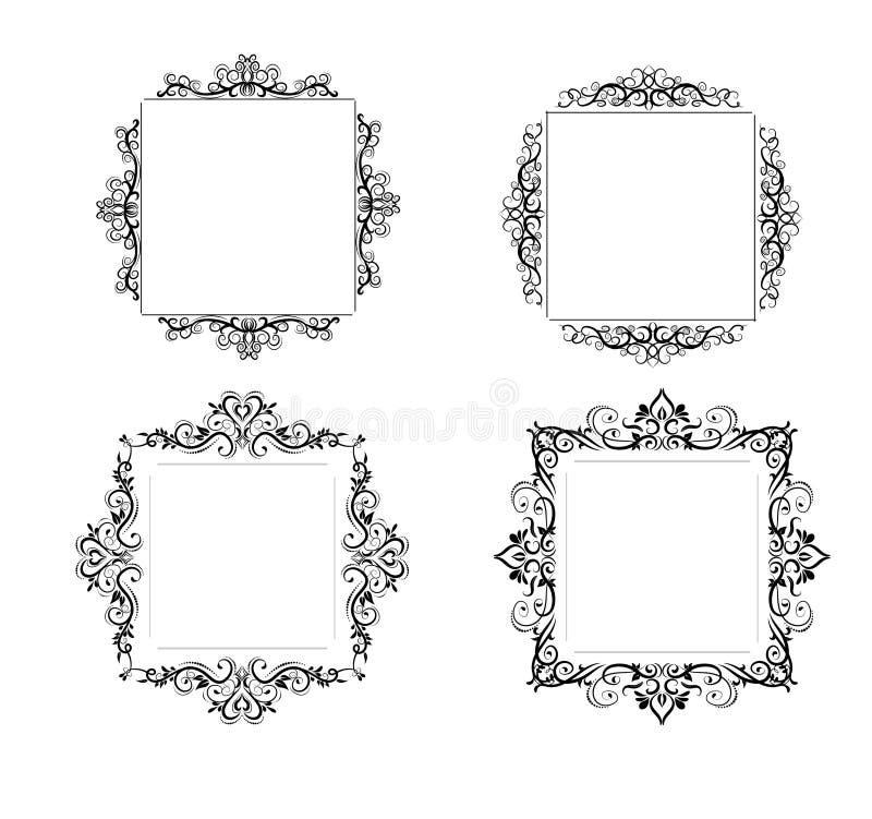 Vintage Vector Swirl Frame Set Stock Vector - Illustration of rustic ...